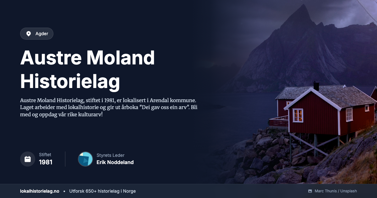 Austre Moland Historielag i Agder | lokalhistorielag.no